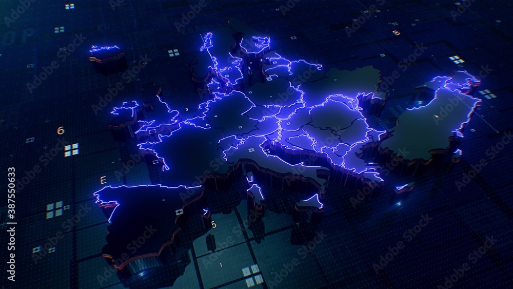 Europe map Digital background Stock Illustration | Adobe Stock