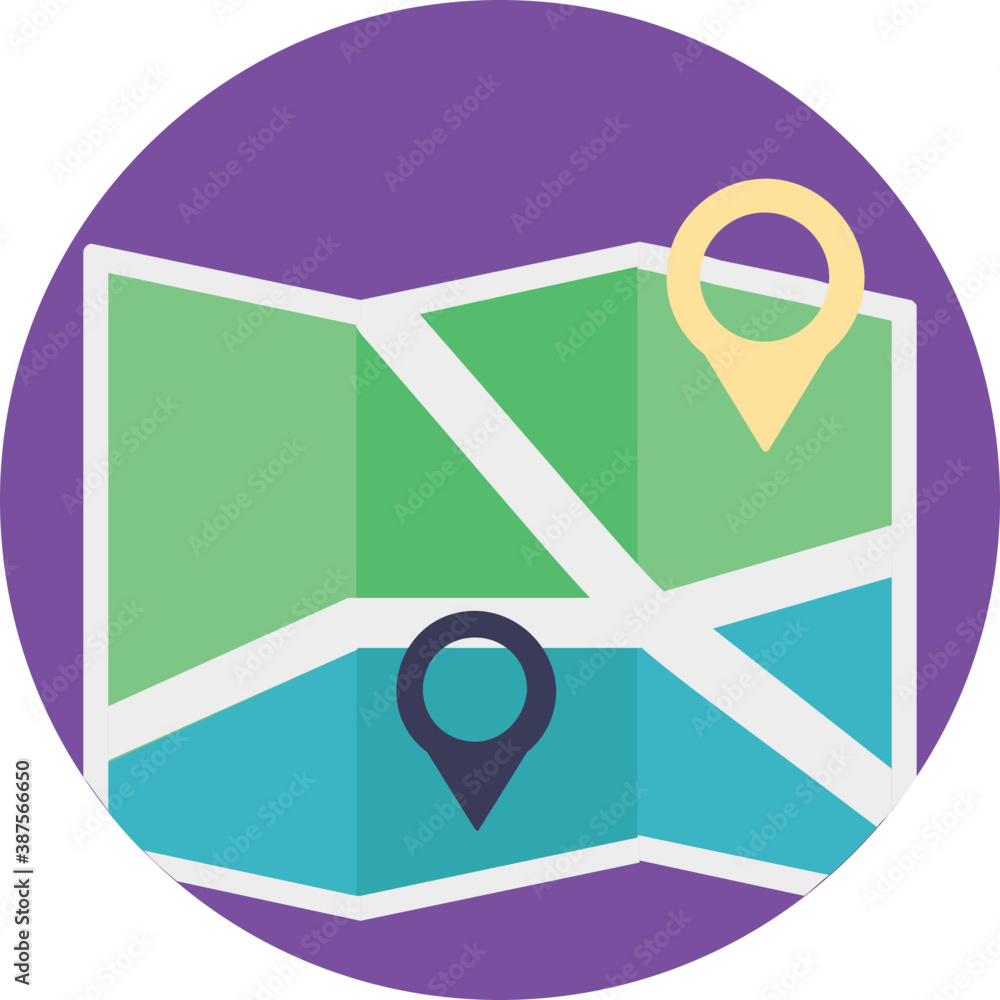 Captivated icon of map and destination designed by using pin pointers ...