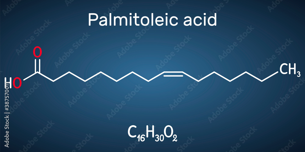 Vecteur Stock Palmitoleic acid, palmitoleate molecule. It is an omega-7 ...