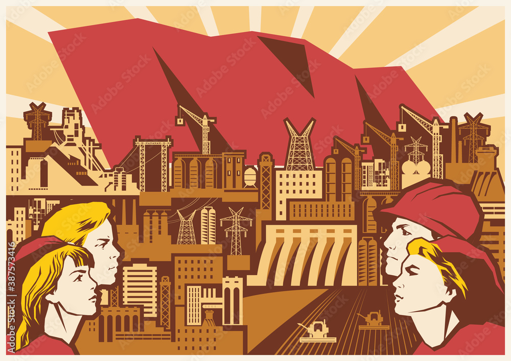 Poster Old Soviet Industrial and Building Propaganda Posters Style ...