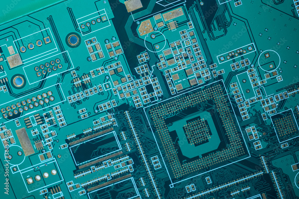 Blank circuit board close up. Circuit board background. PCB as symbol ...