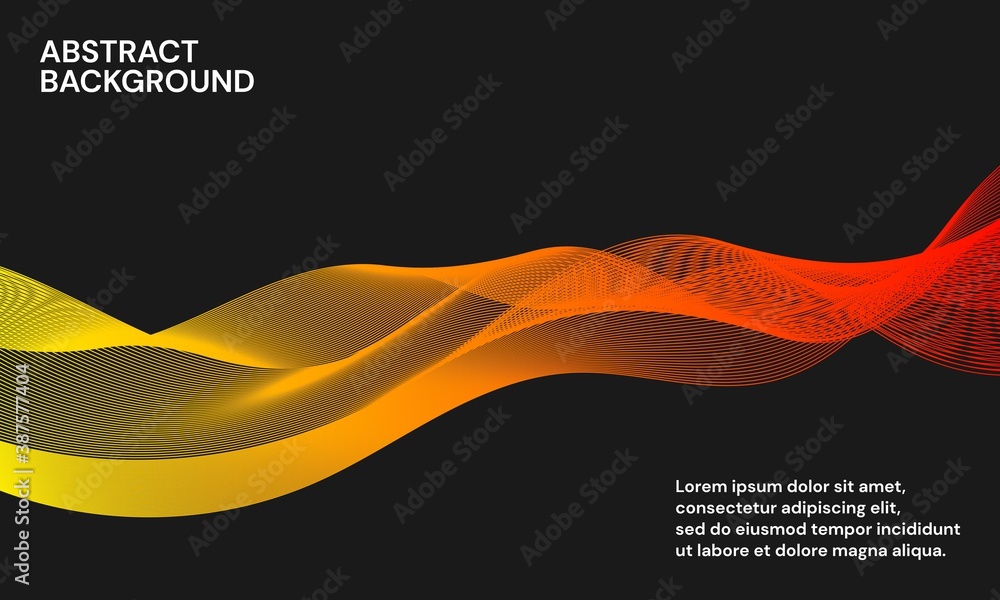 Modern abstract background with wavy lines in yellow and red gradations ...