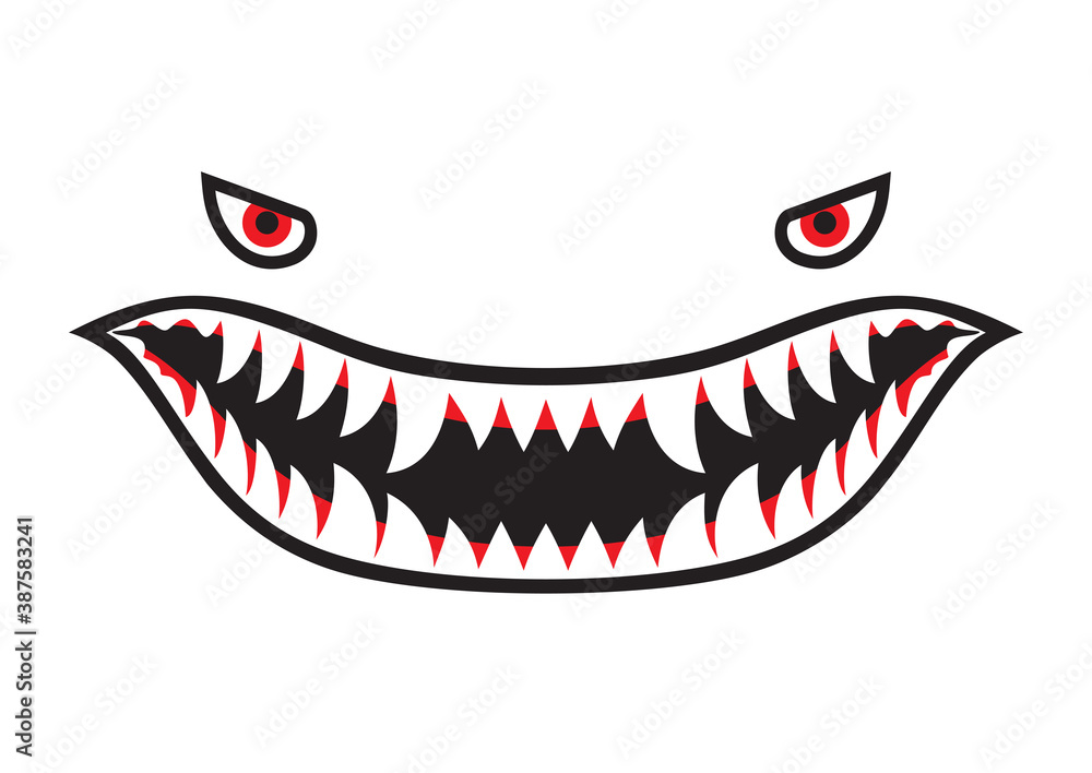 shark teeth decals front view Stock Illustration | Adobe Stock