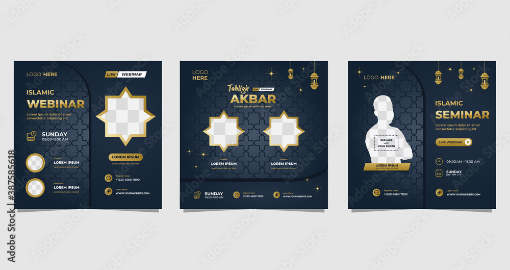 Collection of Grey and Gold luxury background with islamic ornament ...