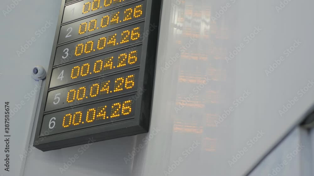 electronic digital scoreboard in the sports pool. Electronic scoreboard ...