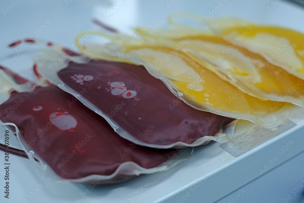 Poster packed red cell (PRC) and fresh frozen plasma (FFP) bags for ...