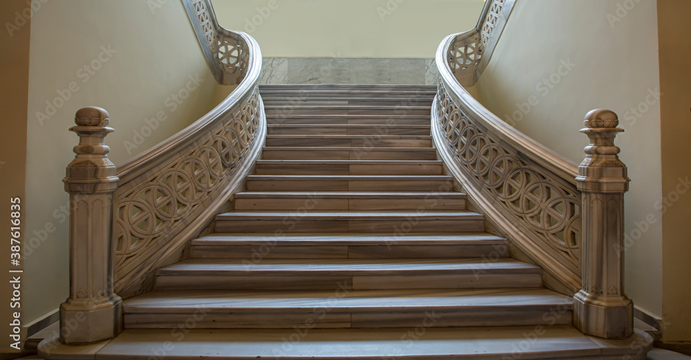 front view Symmetrical staircase background Stock Photo | Adobe Stock