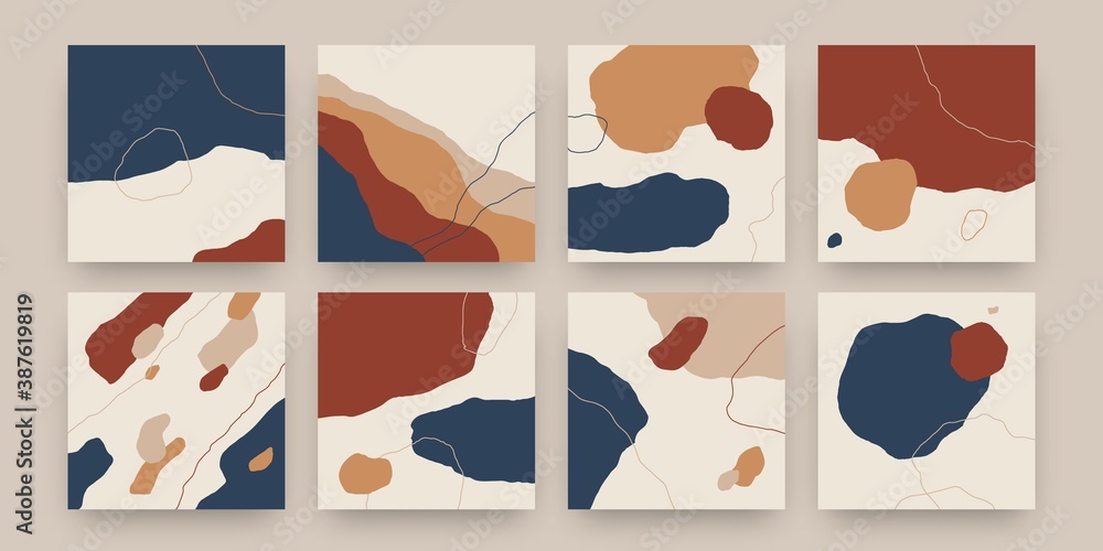 Abstract scribble posters. Social media posts mockup with minimal hand ...