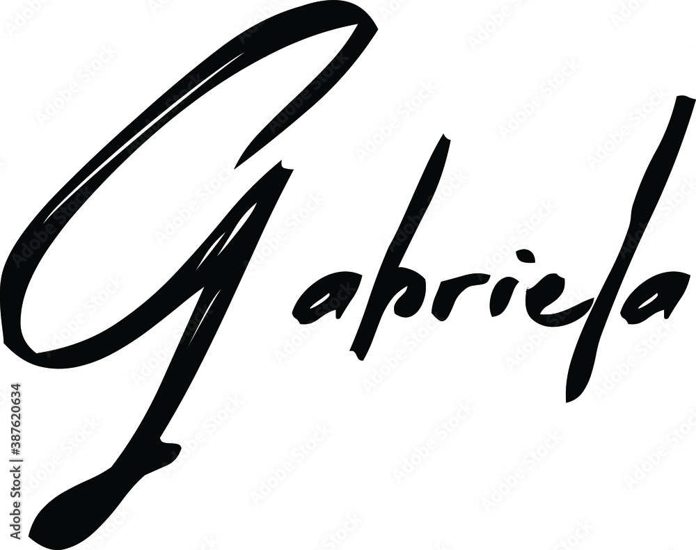 Gabriela-Female Name Modern Brush Calligraphy Cursive Text on White ...