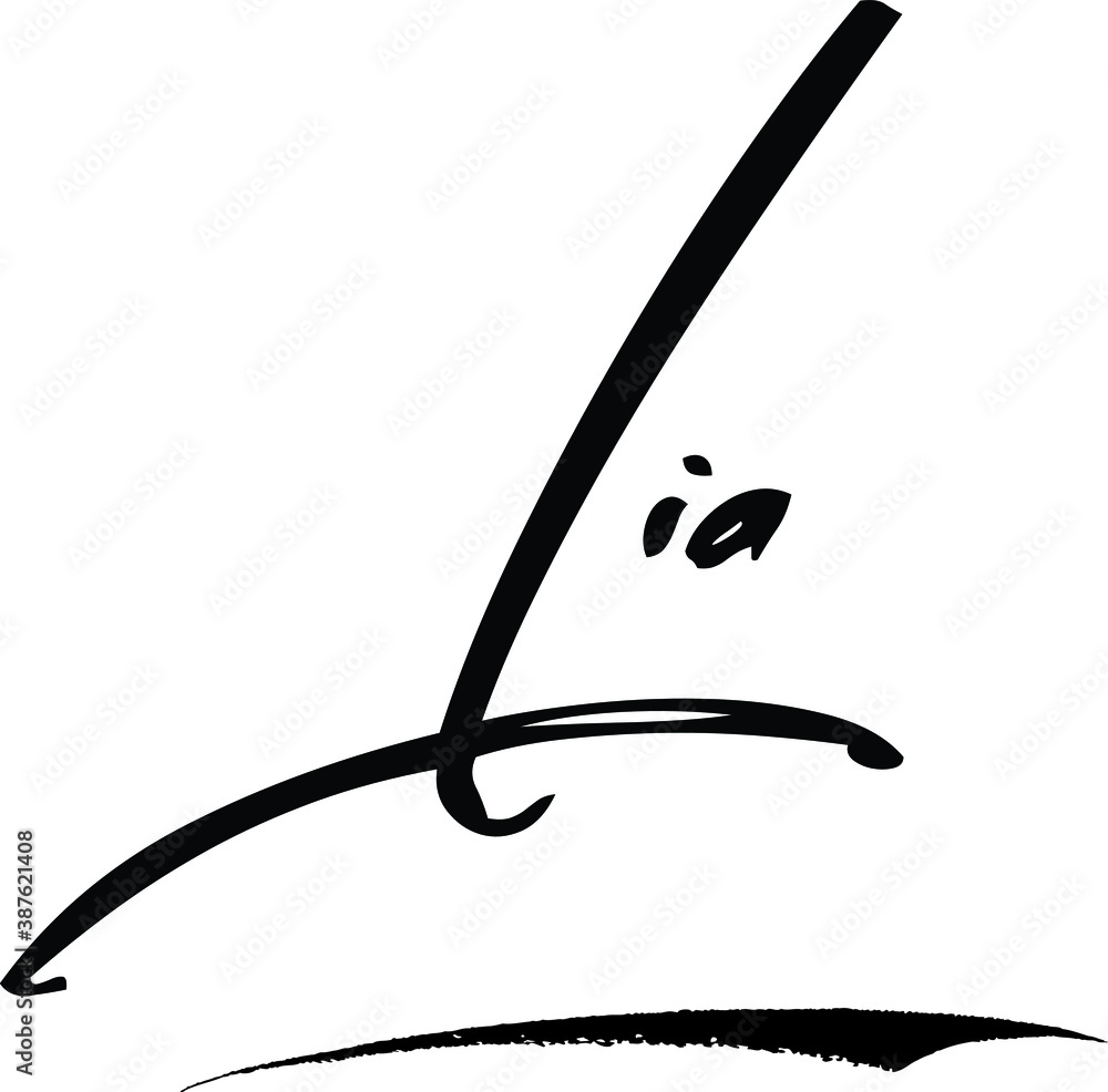 Lia.-Female Name Modern Brush Calligraphy Cursive Text on White ...