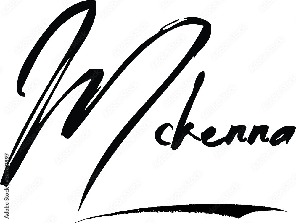 Mckenna-Female Name Modern Brush Calligraphy Cursive Text on White ...
