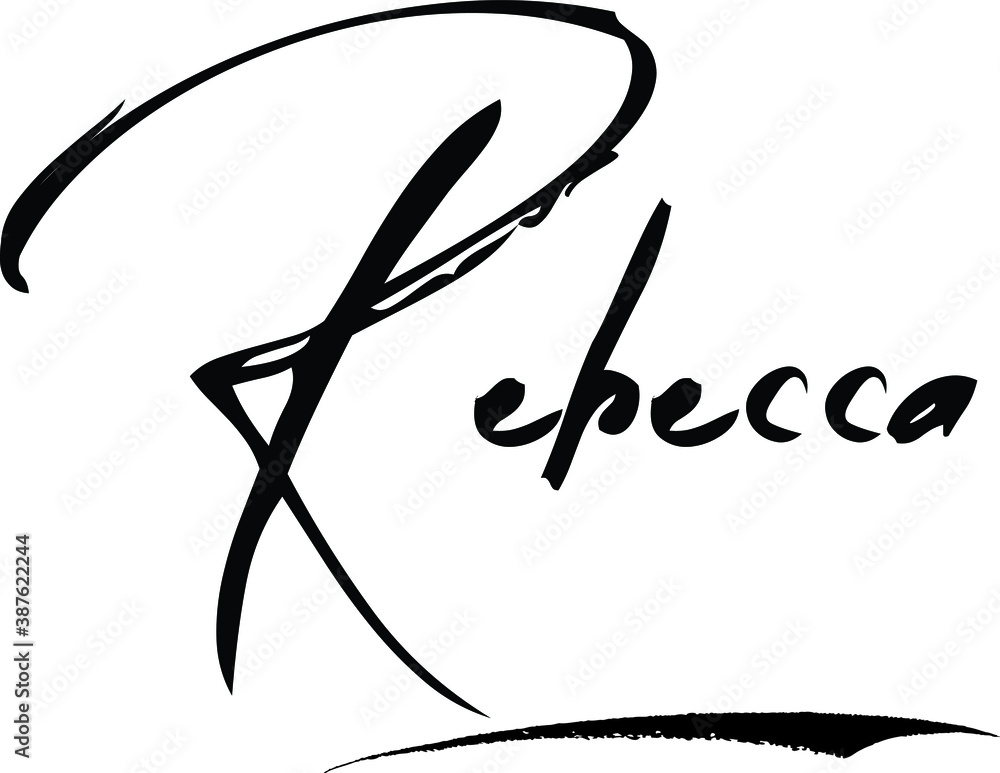 Rebecca-Female Name Modern Brush Calligraphy Cursive Text on White ...