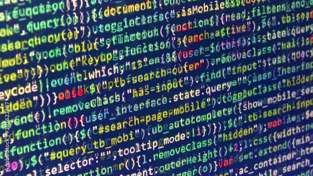 Scrolling motion dynamic move on notebook display. Lots of digits and ...