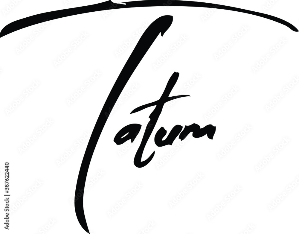 Tatum-Female Name Modern Brush Calligraphy Cursive Text on White ...