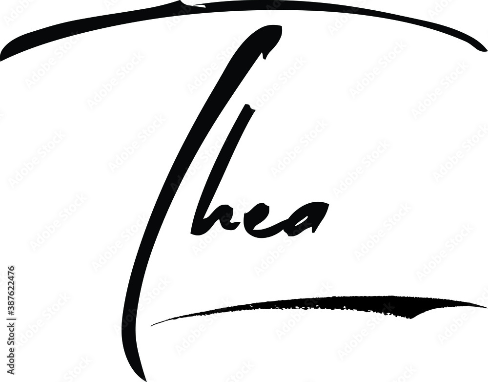 Thea-Female Name Modern Brush Calligraphy Cursive Text on White ...