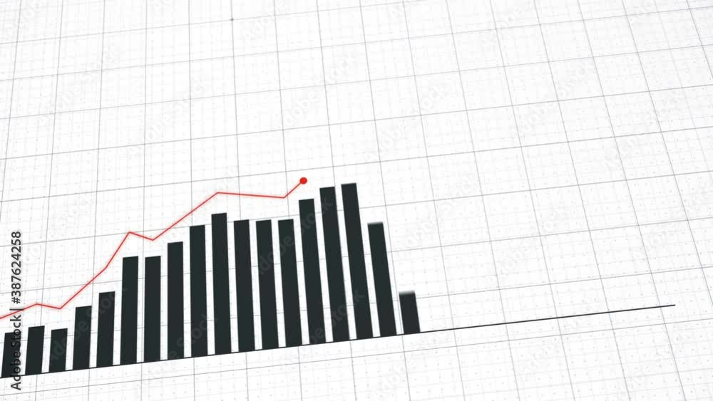 Digital black bar chart with red line growing business concept. Clean ...
