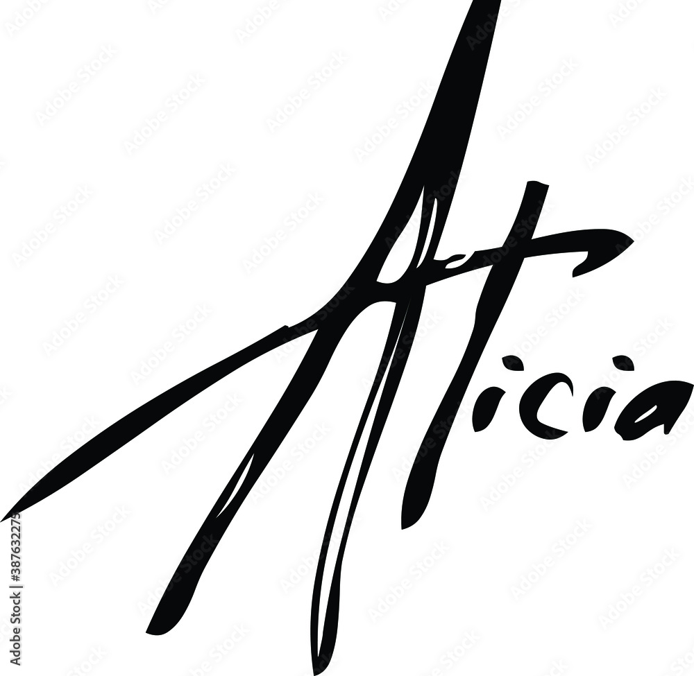 Alicia-Female Name Modern Brush Calligraphy Cursive Text on White ...
