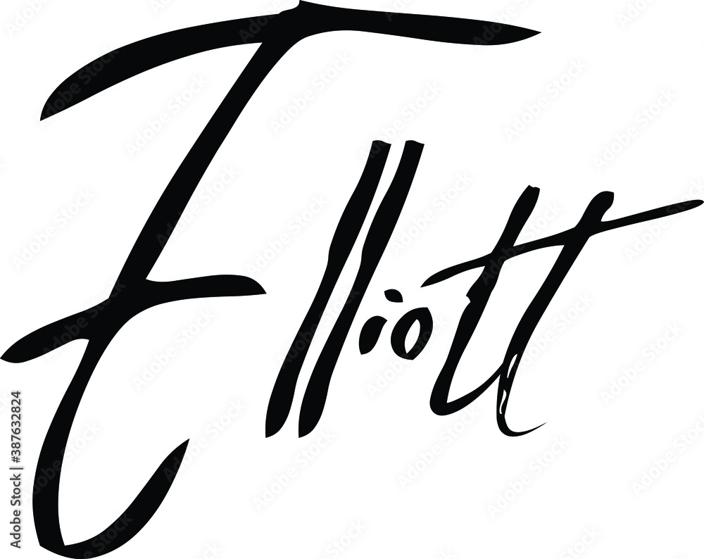 Poster Elliott-Female Name Modern Brush Calligraphy Cursive Text on ...