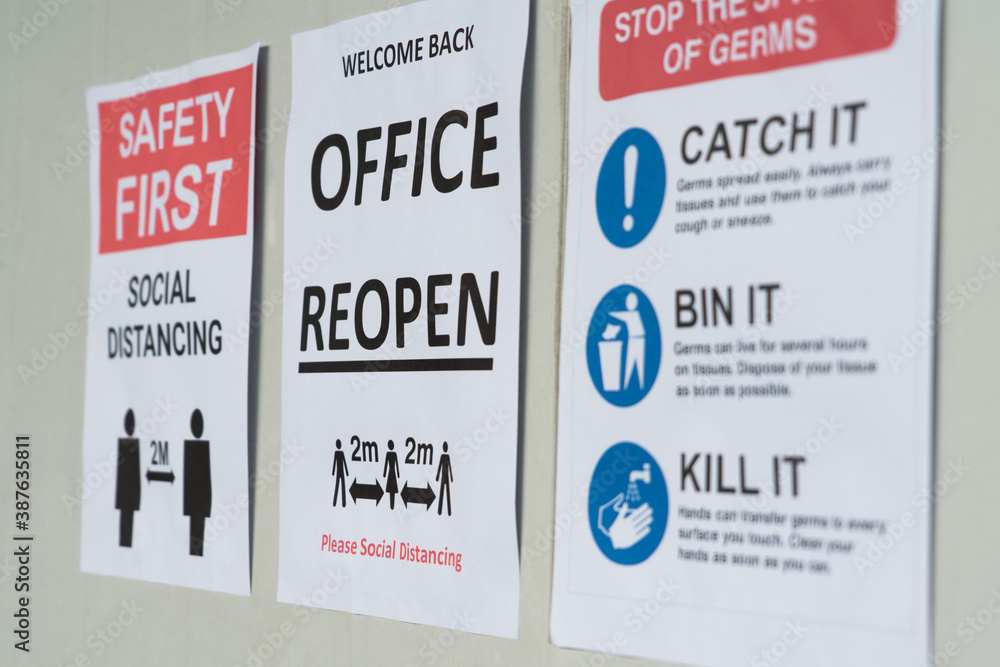 Sign caution in factory warning to industry labor worker to prevent ...