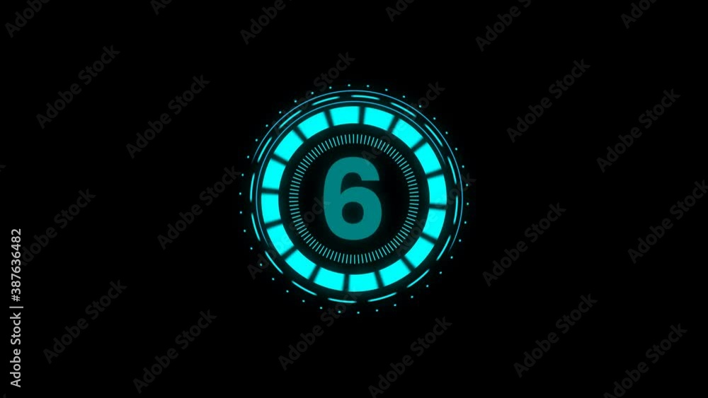 HUD high tech countdown 10 to 1. Alpha channel PNG video format ...