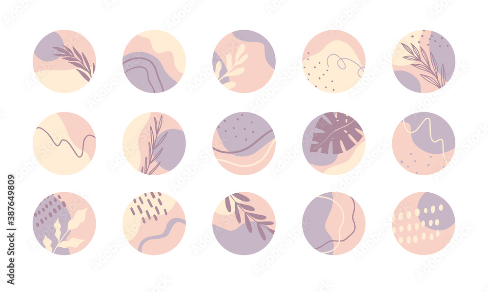 Round highlight covers set. Abstract backgrounds Scandinavian style ...