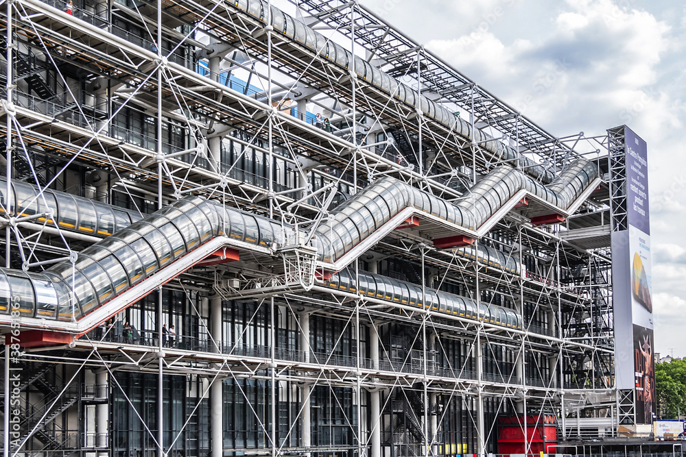 View of Paris Centre Georges Pompidou (1977). High-tech style of Centre ...