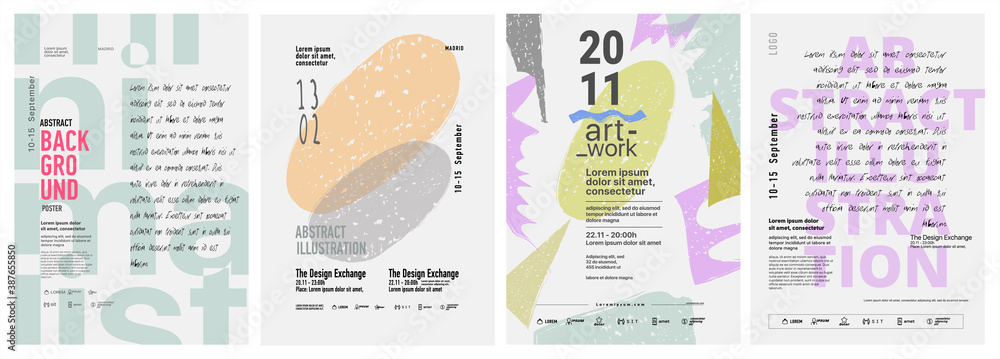 Set of posters. Art work, contemporary art. Abstract graphics for a ...