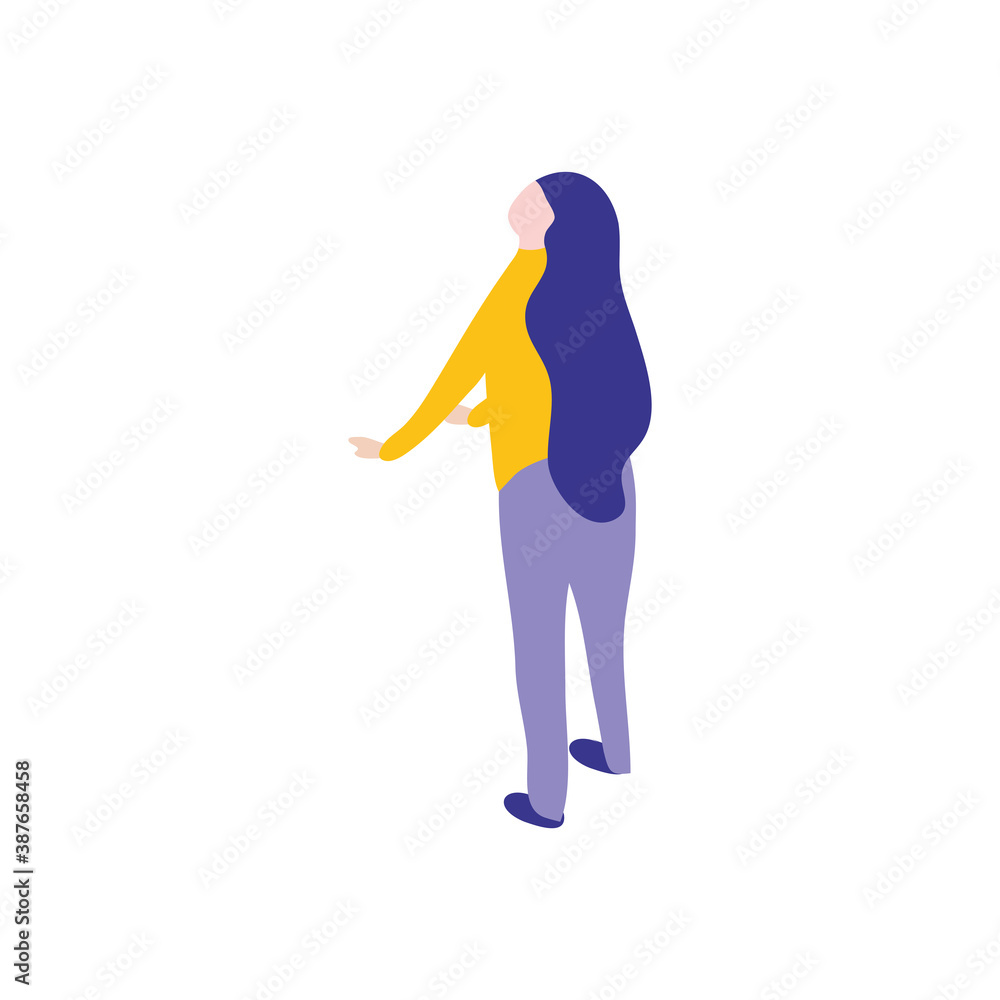 cartoon back view of standing woman icon, flat style Stock Vector ...