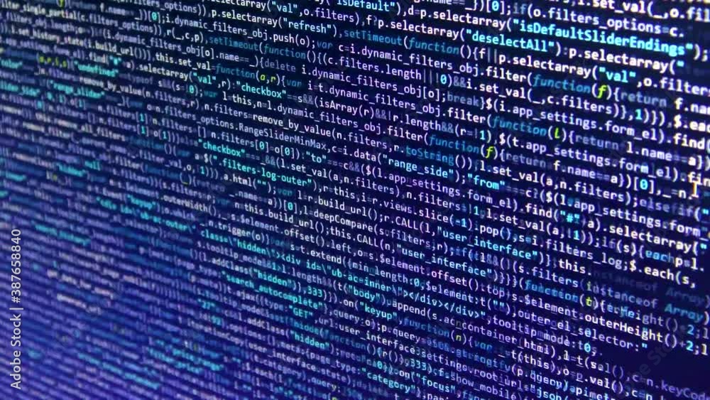 Scrolling motion dynamic move on notebook display. Lots of digits and ...