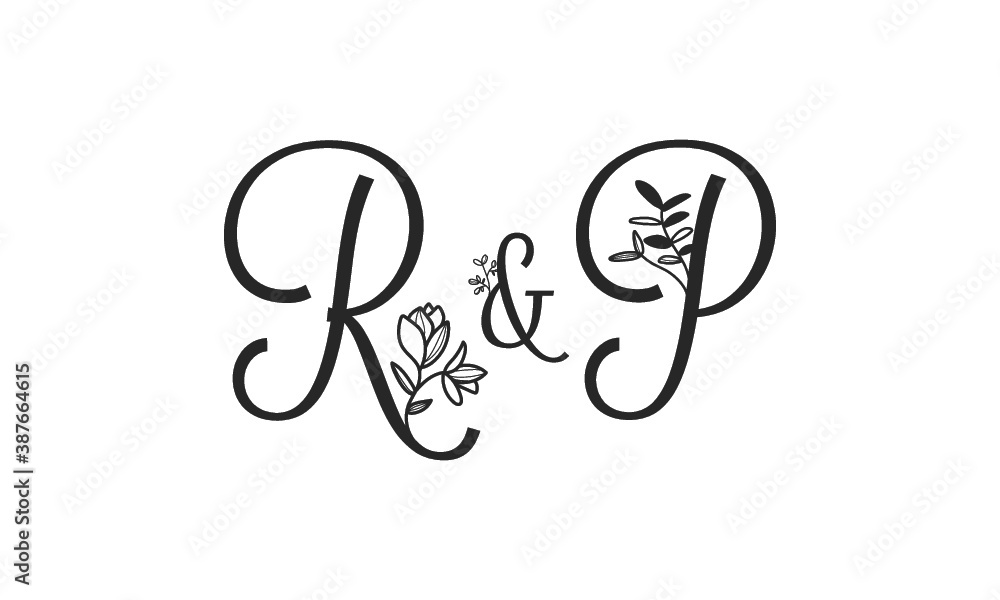 R&P floral ornate letters wedding alphabet characters Stock Vector ...