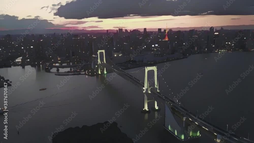 2D Anime Style Bridge Animation. lofi hip hop, vaporwave, chill 素材庫影片 ...