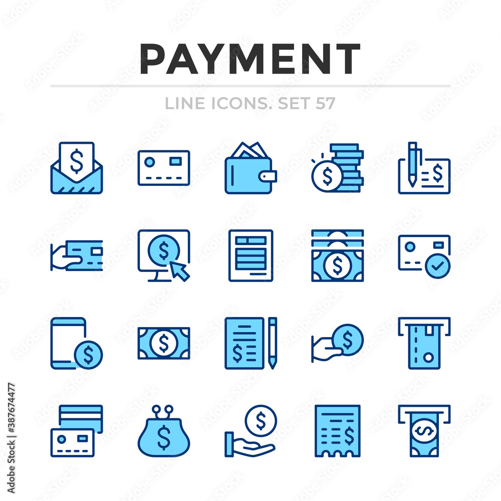 Payment vector line icons set. Thin line design. Outline graphic ...