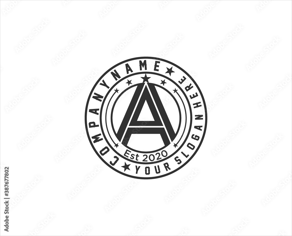 Vintage badges with letter A . Emblem premium luxury logo in retro ...