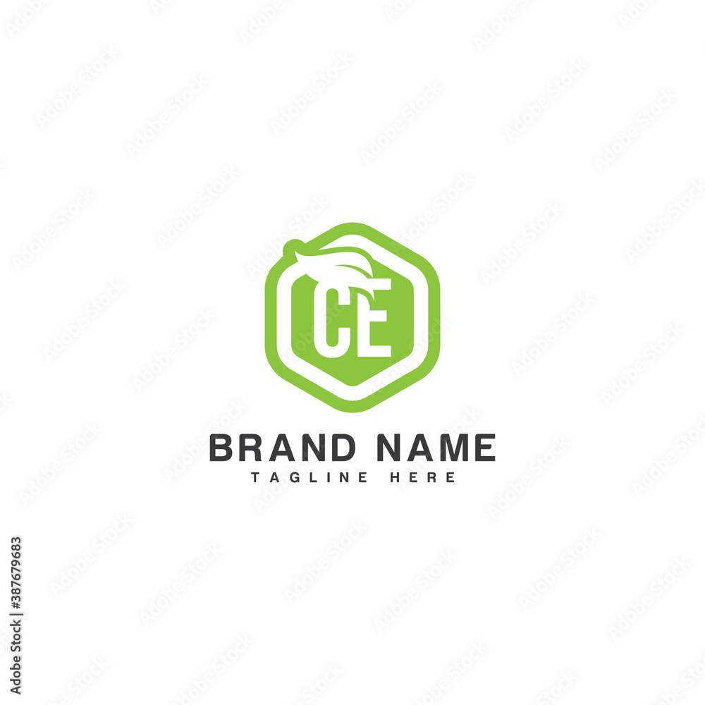 Letter CE eco leaves logo icon design template graphic branding ...