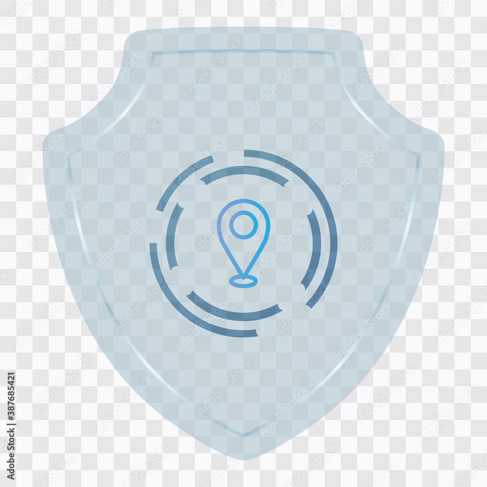 Shield icon. Map sign. Protection mark of residence position. Flat ...