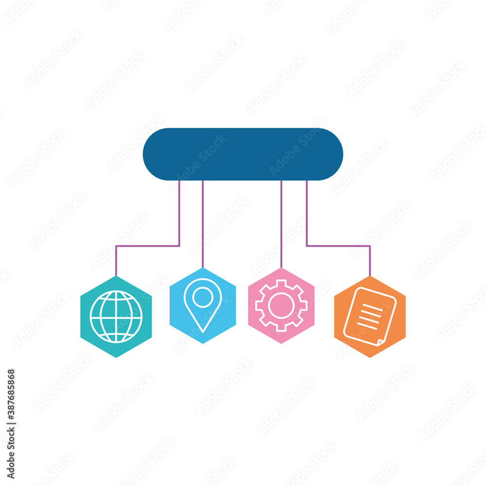 elements of graph, diagram and chart with 4 steps, options, parts or ...