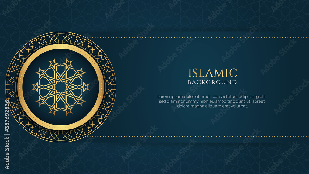Islamic Background Template Design with Decorative Golden Ornament ...