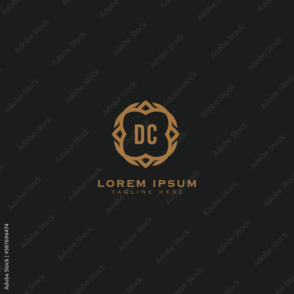 Elegant luxury letter DC logo design template elements, Vintage letter ...