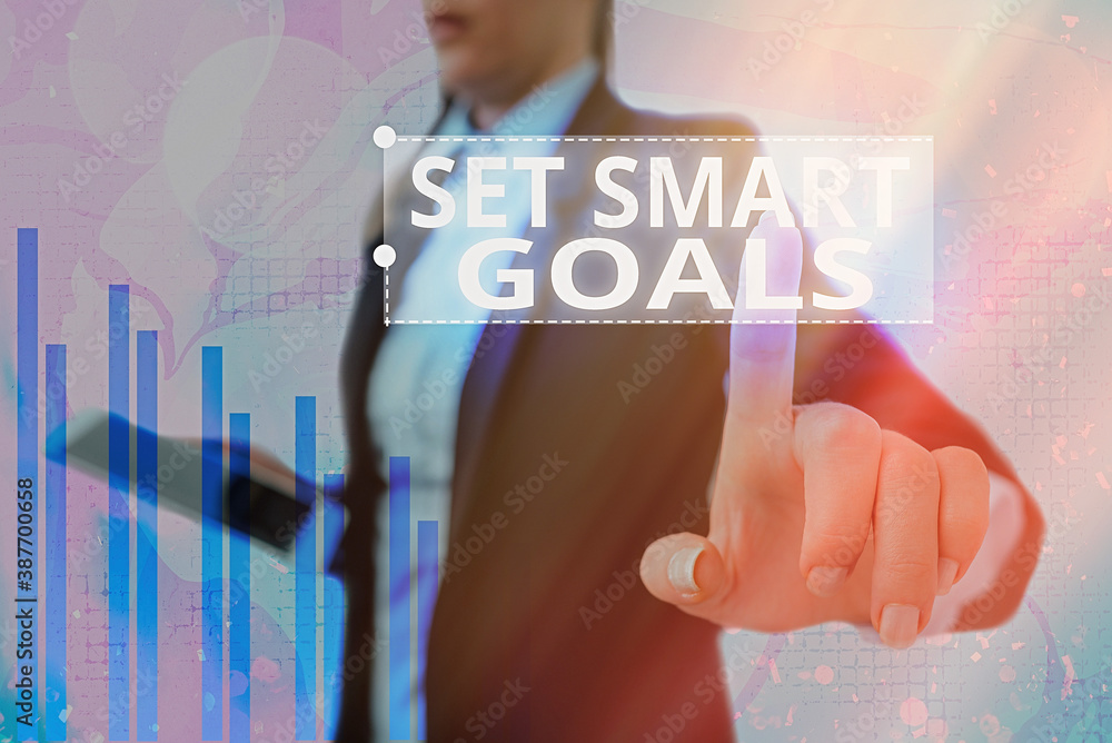 Text sign showing Set Smart Goals. Business photo showcasing giving ...