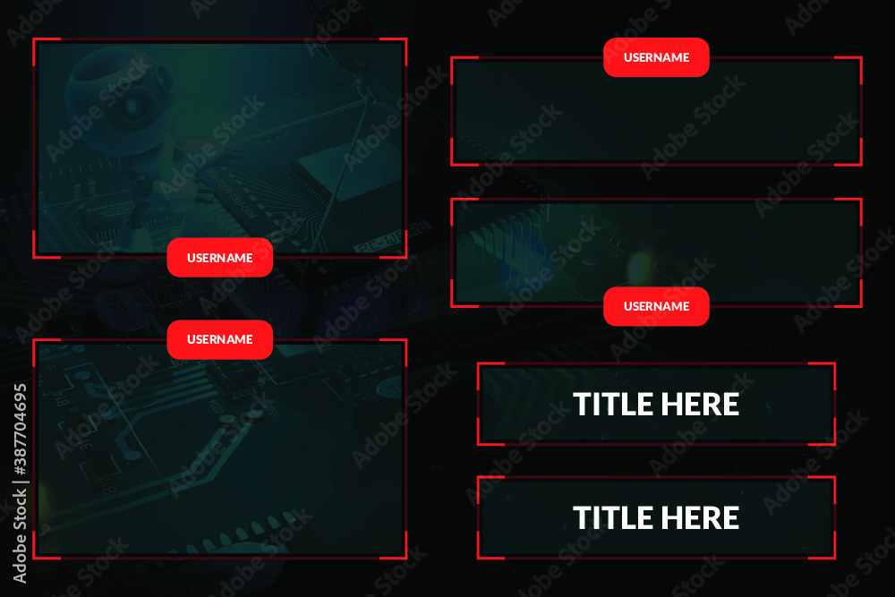 Gaming Twitch Overlay Facecam and Panels Stock Vector | Adobe Stock