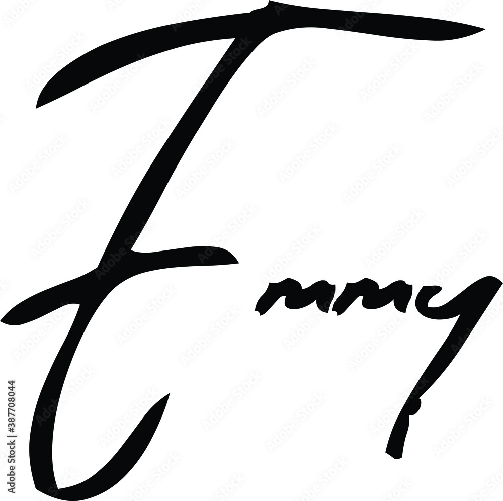 Emmy.-Female Name Modern Brush Calligraphy Cursive Text on White ...