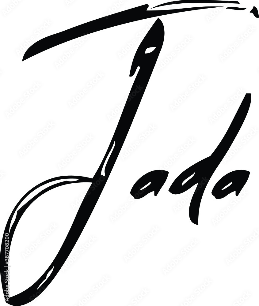 Jada-Female Name Modern Brush Calligraphy Cursive Text on White ...