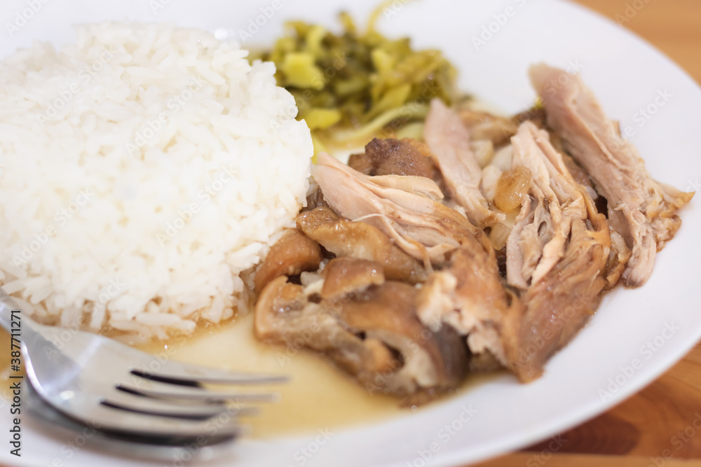 Khao Kha Moo, Thai Pork Leg Stew with rice Stock Photo | Adobe Stock