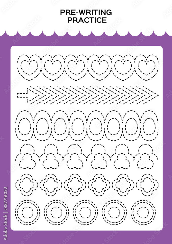Tracing practice for kids. Pre-writing worksheet for little children ...