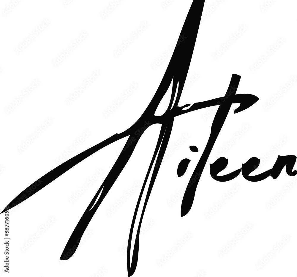 Aileen-Female Name Modern Brush Calligraphy Cursive Text on White ...