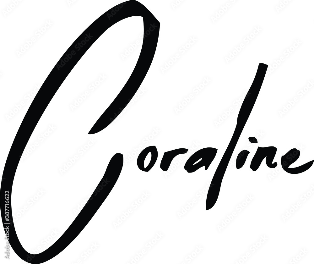 Coraline-Female Name Modern Brush Calligraphy Cursive Text on White ...