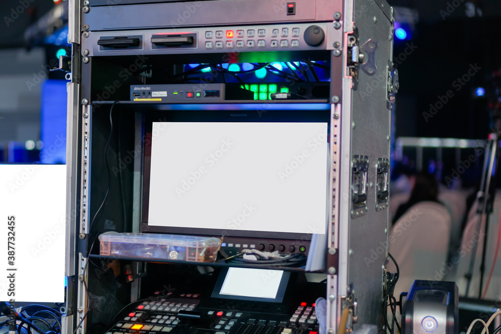 Visual Audio system controller equipment of sound technician with ...