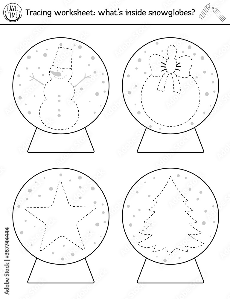 Vetor do Stock: Vector Christmas drawing practice worksheet. Winter ...