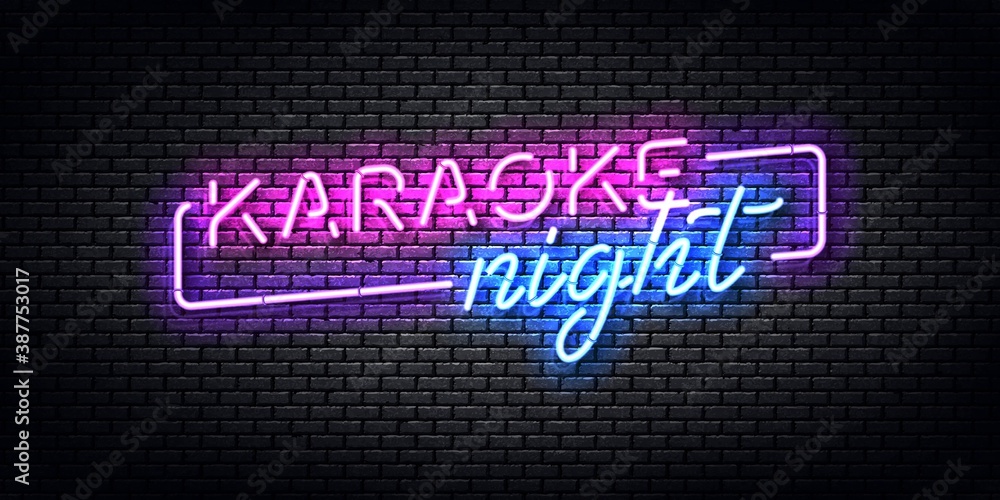 Vector realistic isolated neon sign of Karaoke Night logo for template ...