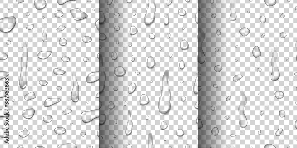 Vector set of realistic isolated water droplet seamless pattern for ...
